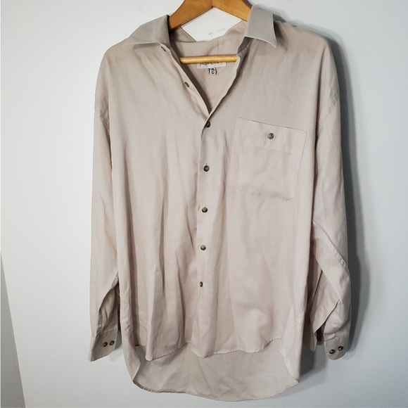 Yves Saint Laurent | Shirts | Ysl Beige Long Sleeve Buttonup Shirt ...